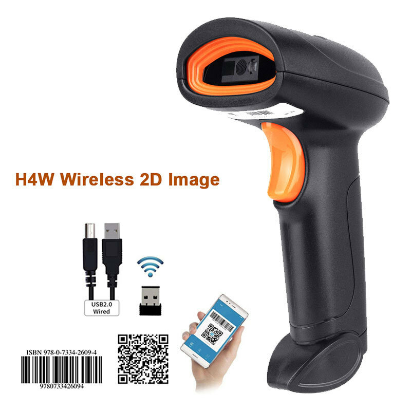 1D лазерный сканер штрих-кодов с красным светом, Bluetooth 2D беспроводной сканер штрих-кодов для экспресс-логистики, проводной сканер