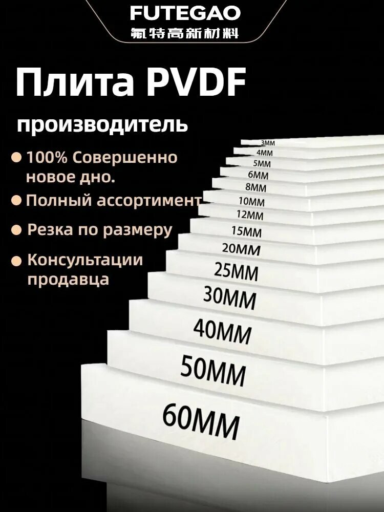 Pvdf пластины Толщина от 3 мм до 120 мм Можно резать по размеру Отправка в тот же день