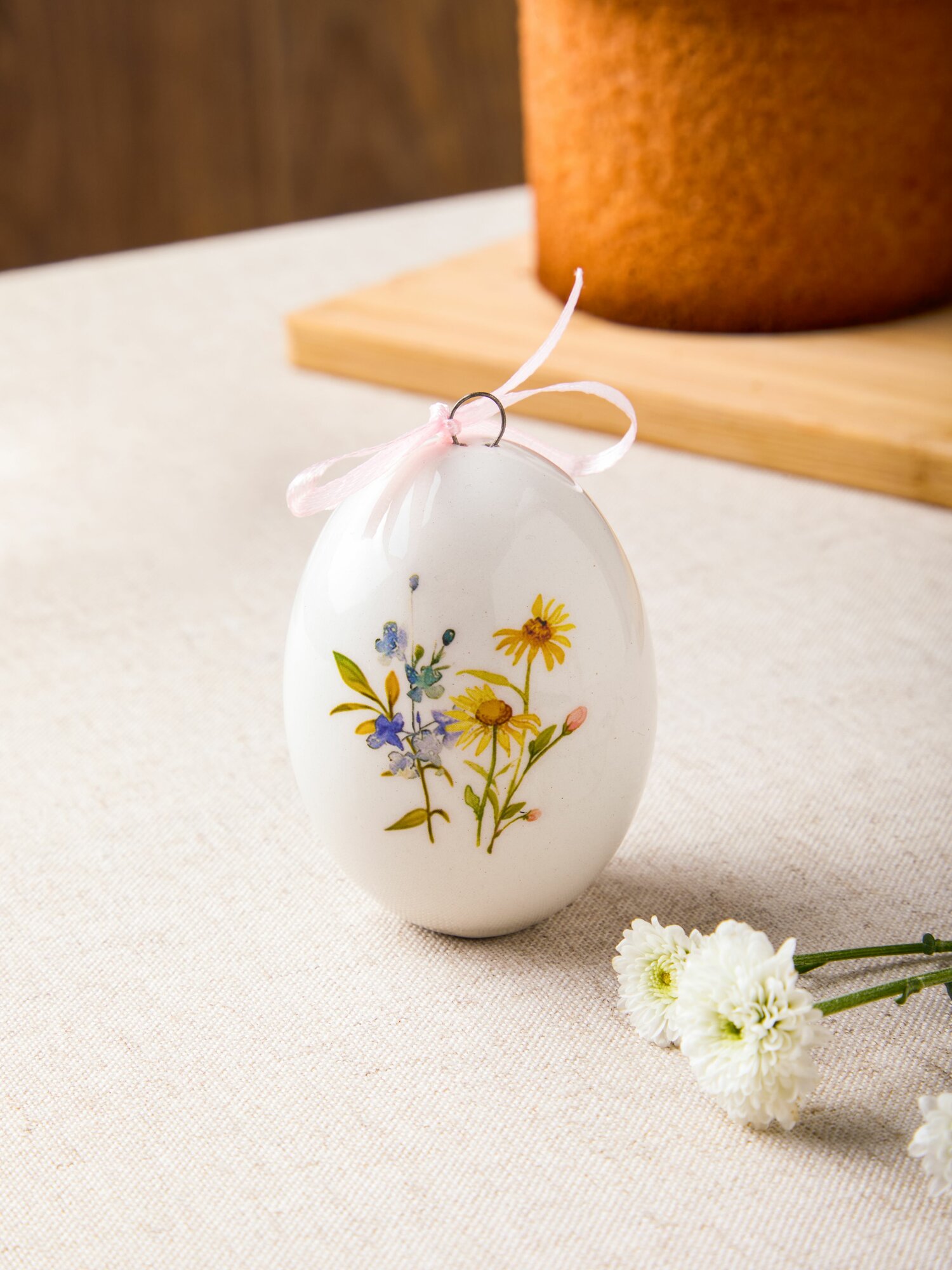 Яйцо пасхальное Decor de table Цыпленок 7 см, керамика, белое