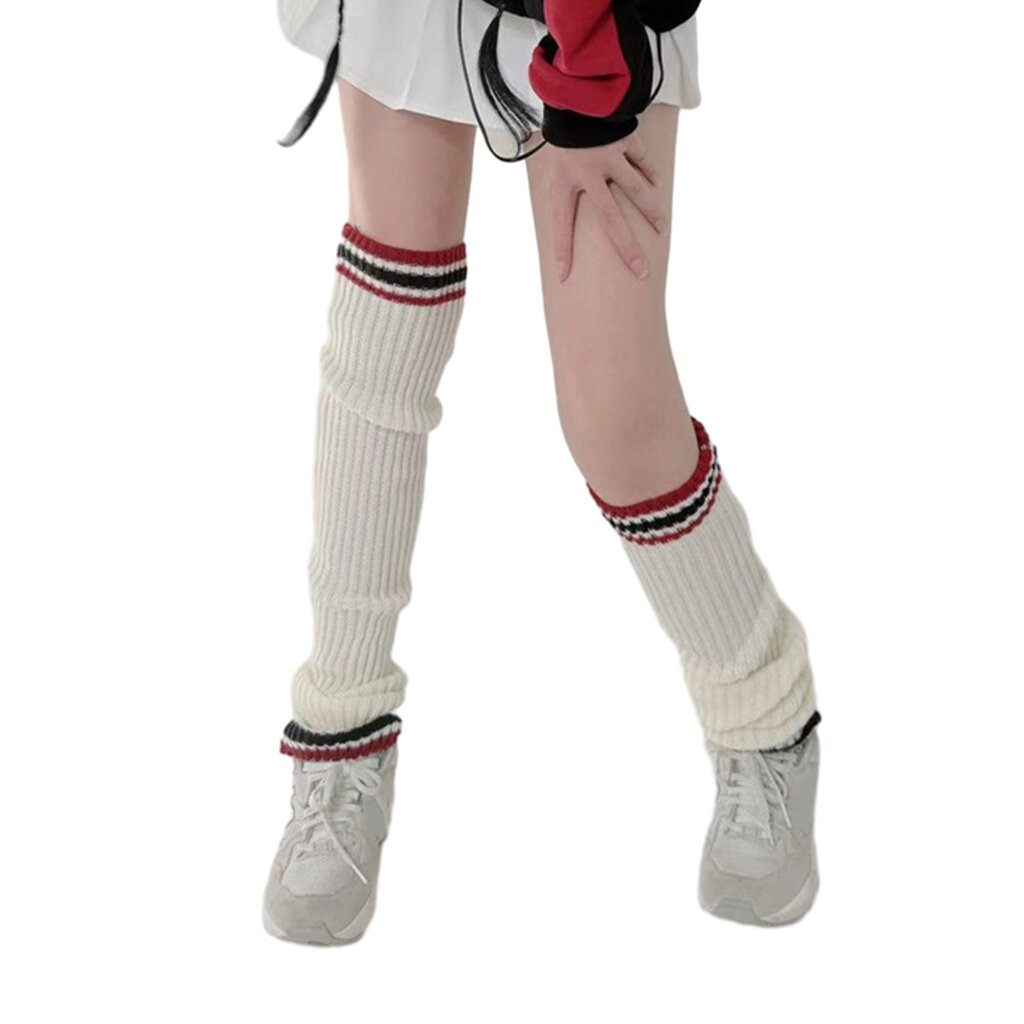 Опрятные женские гетры в рубчик, длинные носки, винтажные эластичные чулки в рубчик в двойную полоску, закрывающие ноги, Уличная одежда