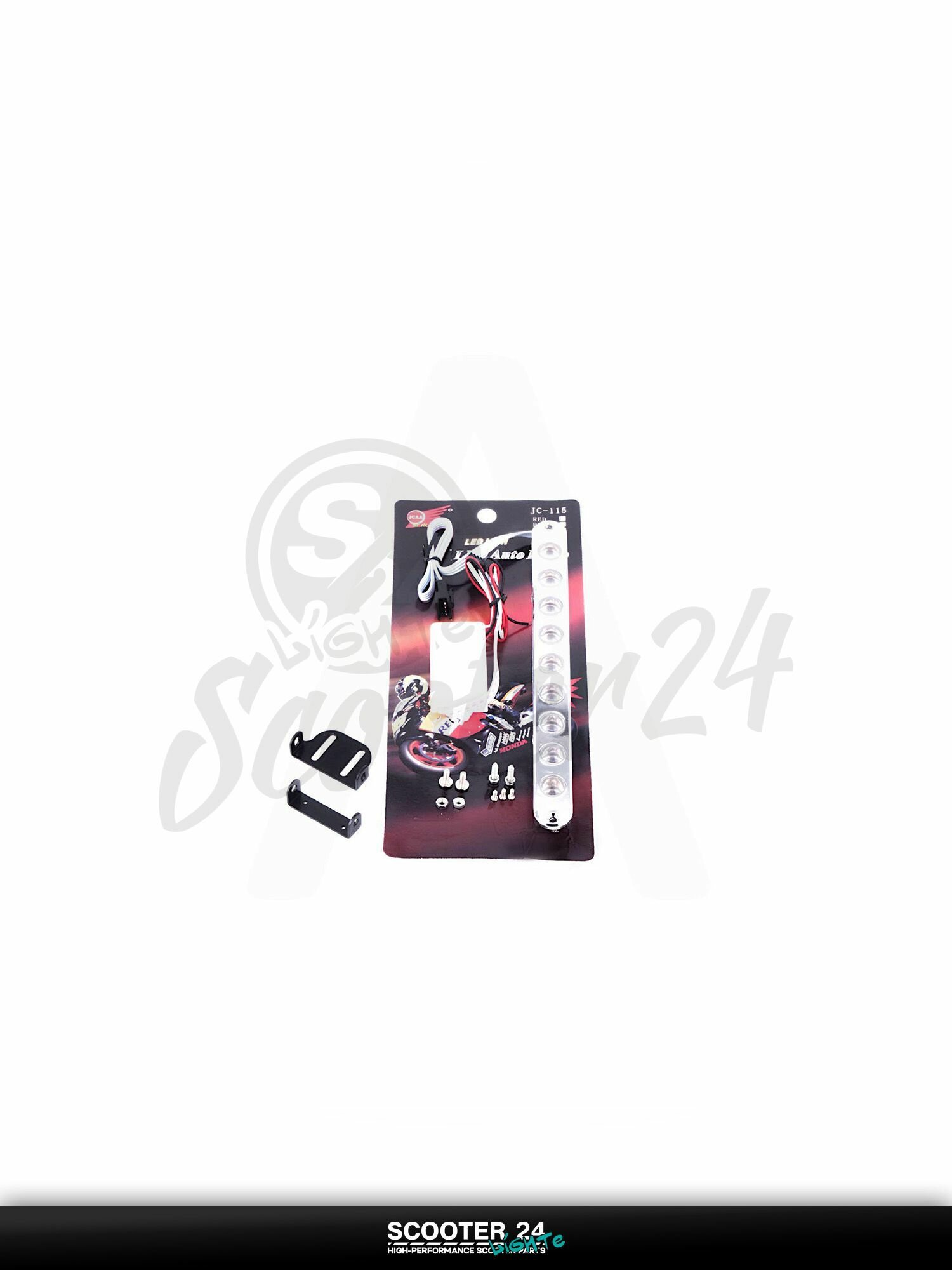 Дневные ходовые огни, для мототехники универсальные , стробоскоп (9 диодов, красные,200мм,+кронштейн) (mod: JC-115) "JCAA"