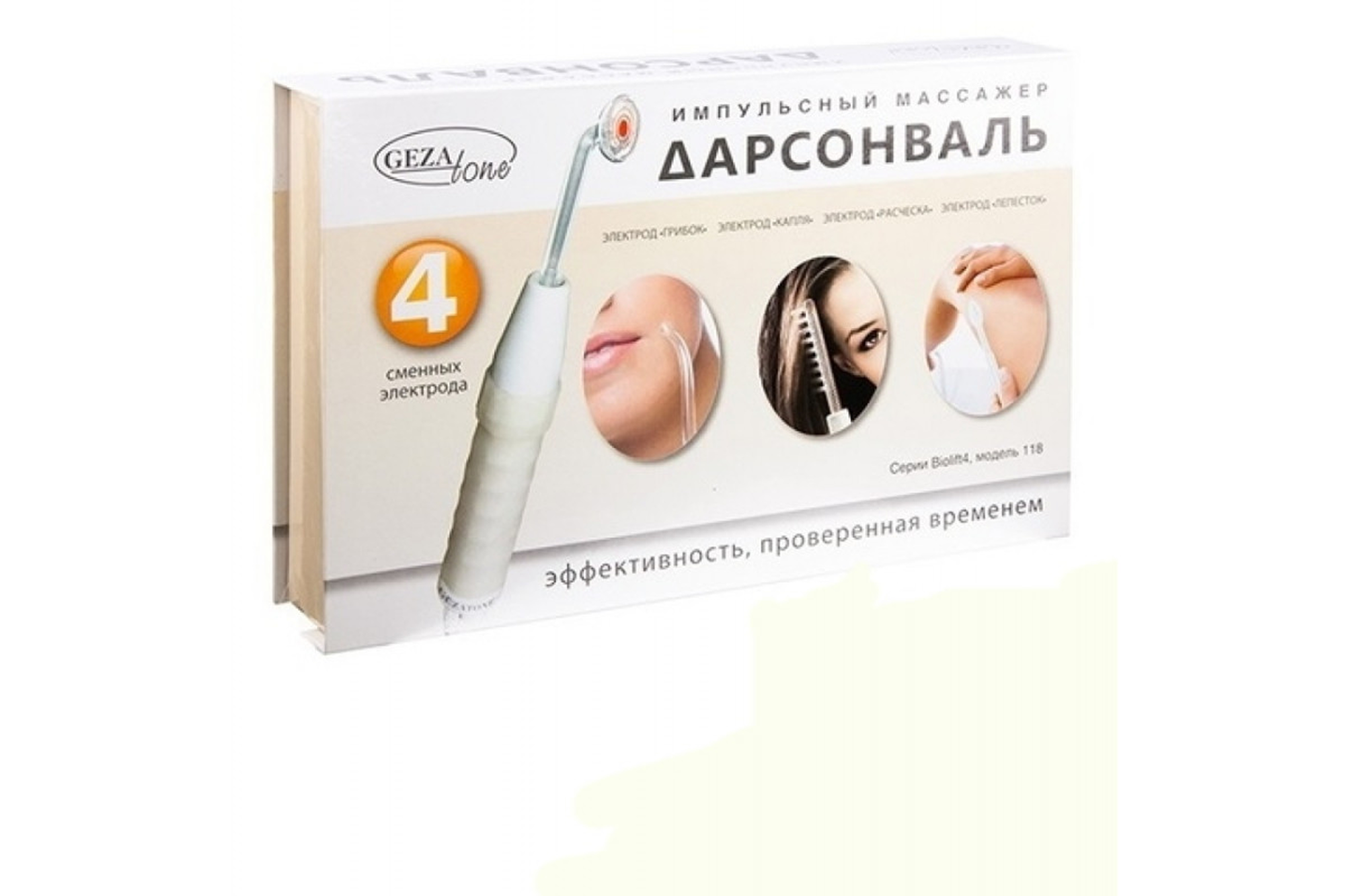 Gezatone Biolift 4 импульсный массажер дарсонваль 4 сменные насадки 118