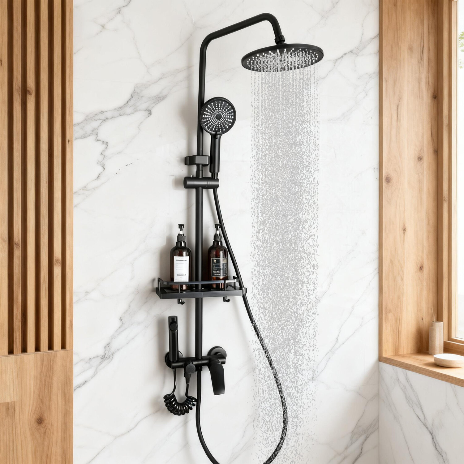 Душевая система, с тропическим душем Wafall, смеситель для ванны, набор ванной комнаты, 4В1, черный