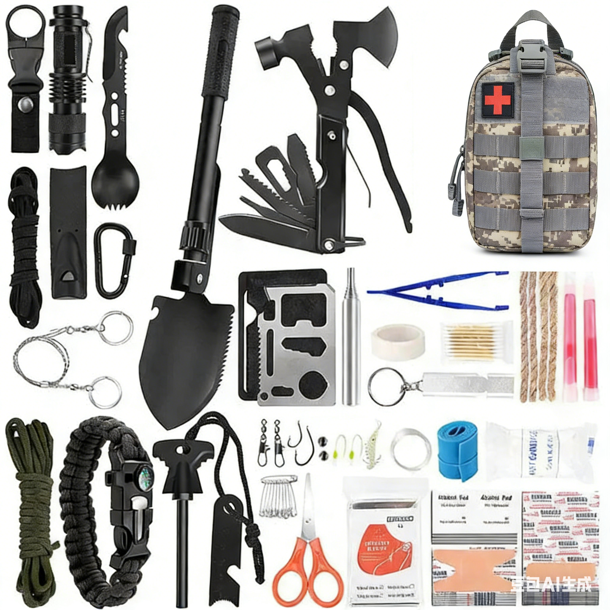 Набор для выживания SOS - Аварийный комплект для кемпинга, автомобиля и outdoors | 15 предметов | Водонепроницаемый кейс