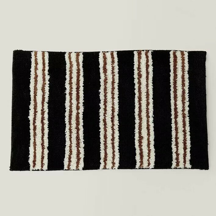Минималистичный ковер с перекрестным рисунком в полоску и ворсом, идеально подходящий для спальни, гостиной или прикроватной зоны. Мягкий, удобный, впитывающий влагу и нескользящий.