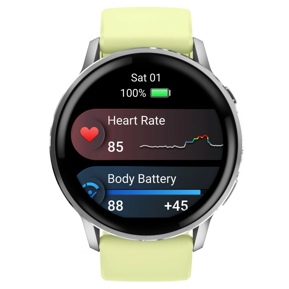 Смарт-часы GARMIN VENU 4, AMOLED, 45мм. серебристый с цитроновым силиконовым ремешком, 010-03014-02 европейская версия