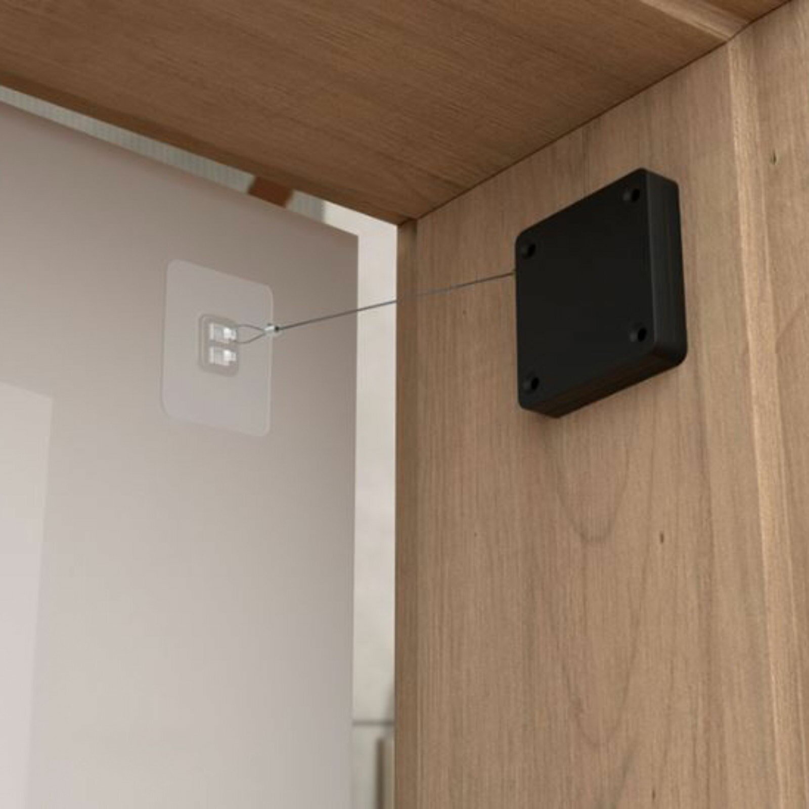 Доводчик дверной до 20 кг, черный, натяжение 1200 г, длина троса 100 см