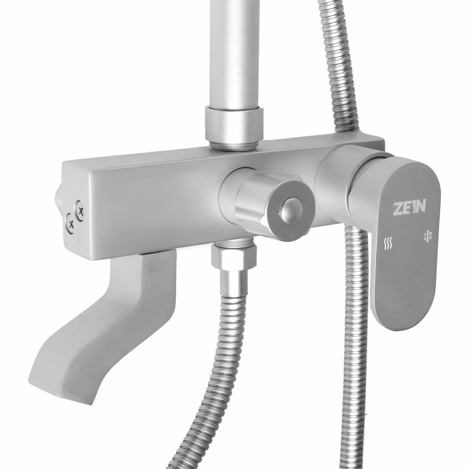 Душевая система Z3868, смеситель, тропическая и ручная лейка, алюминий, матовая