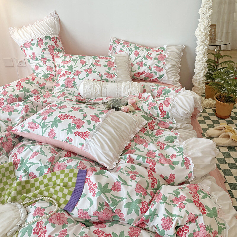 Luna Blossom Pink 1.8m постельное белье с юбкой весна-лето 4-комплектная подушка дувет 200x230см юбка 180x200см