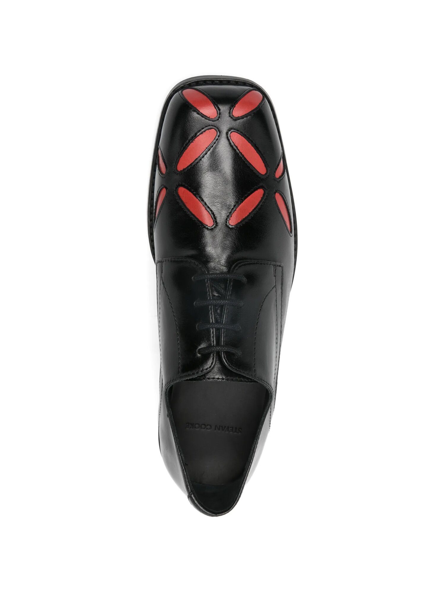 Туфли Stefan Cooke Slashed square-toe leather derby shoes, размер 40, black/black — фото 1