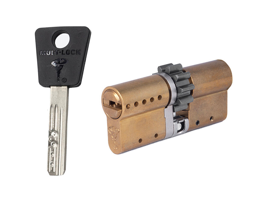 Цилиндр Mul-t-lock Classic (Junior) ключ-ключ L95 (размер 55x40 мм) - Латунь, Шестеренка
