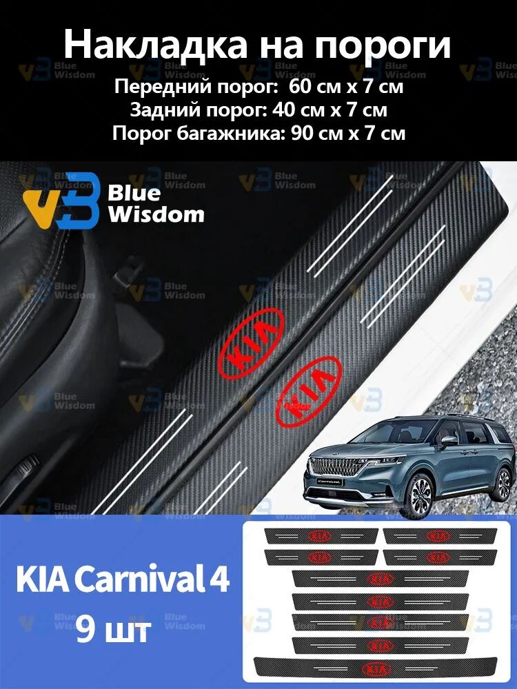 BlueWisdom Накладка на автомобиль на пороги, 9 шт.