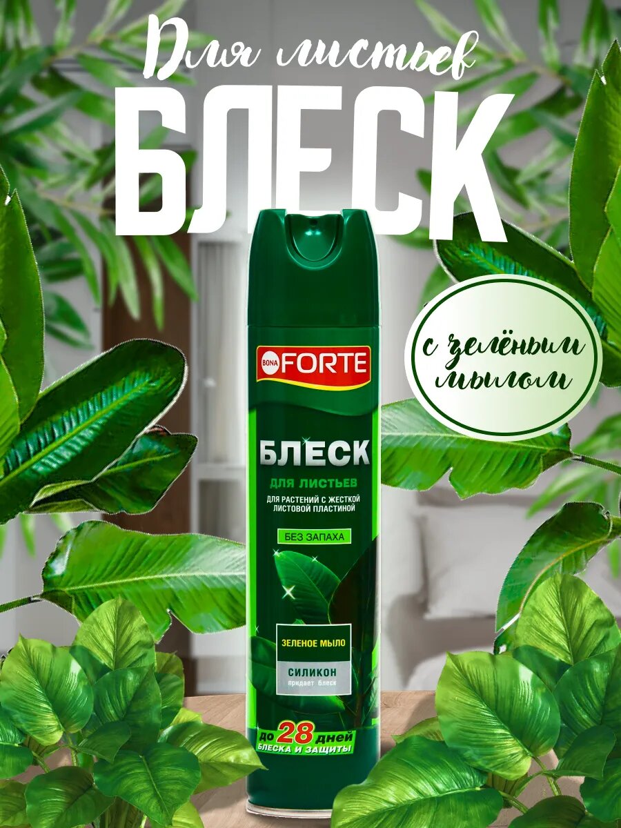 Блеск для листьев Бона Форте для растений с жесткой листовой пластиной 300мл