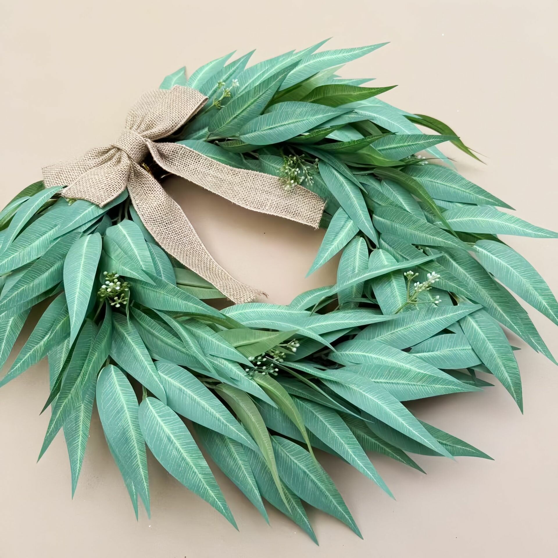 Источник Симуляция Листья ивы Вьющаяся лоза Венок из листьев ивы Горизонтальное висячее украшение из листьев ивы Полукруглая декорация для интерьера и экстерьера