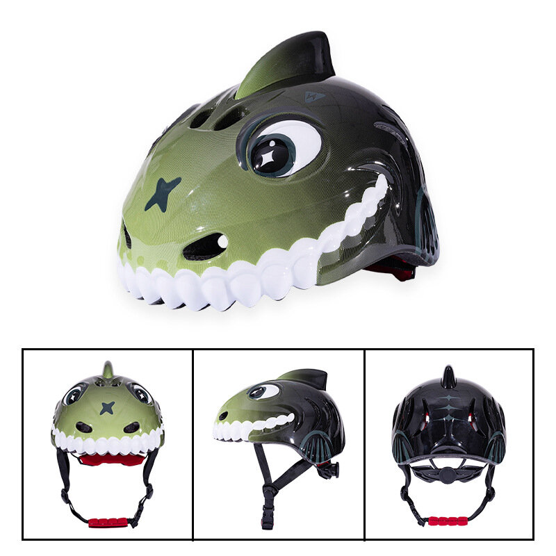 Новый детский шлем с мультяшным акулой для велосипеда, самоката, роликовых коньков, шлем для балансировочного велосипеда