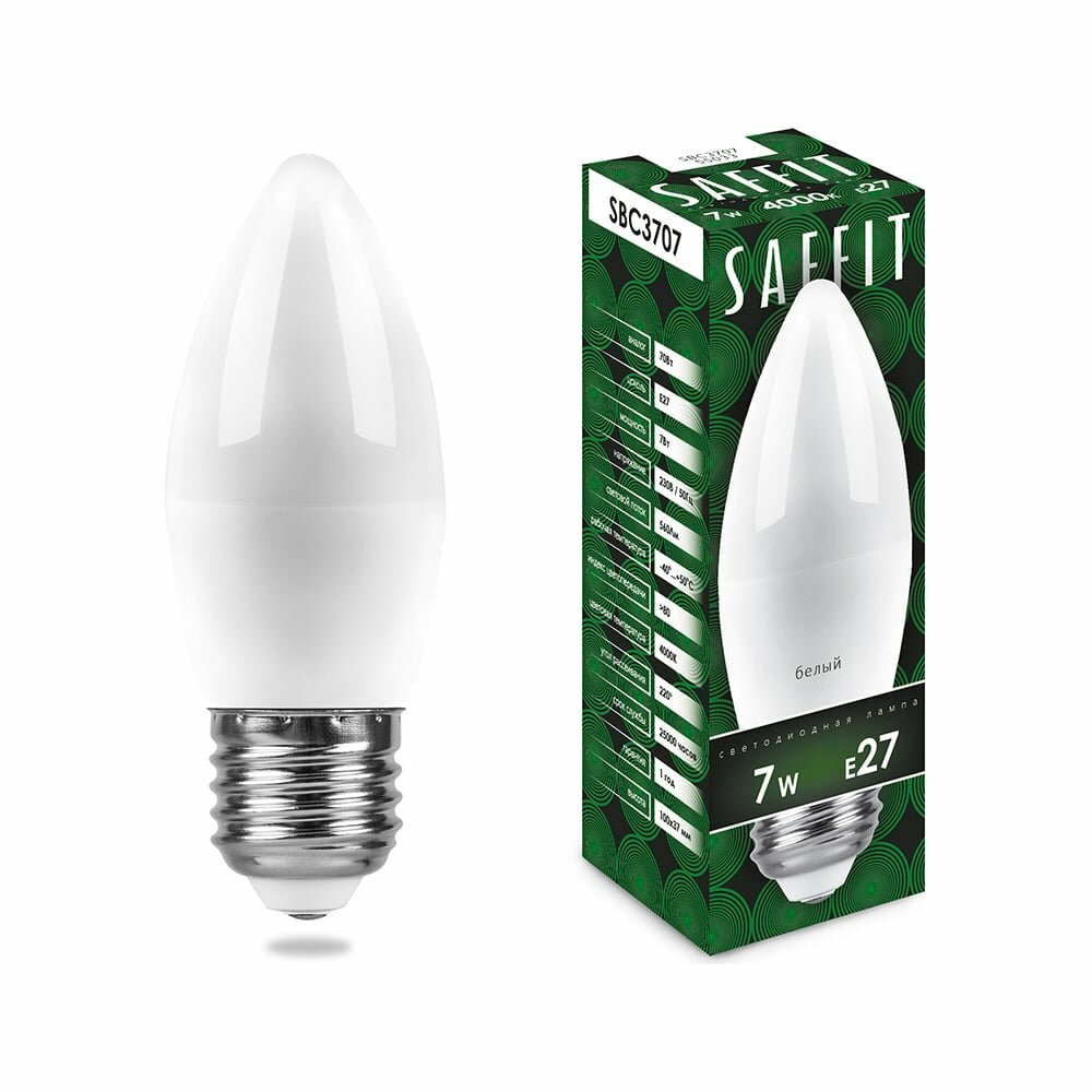 Светодиодная лампа SAFFIT SBC3707 Свеча E27 7W 4000K 55033