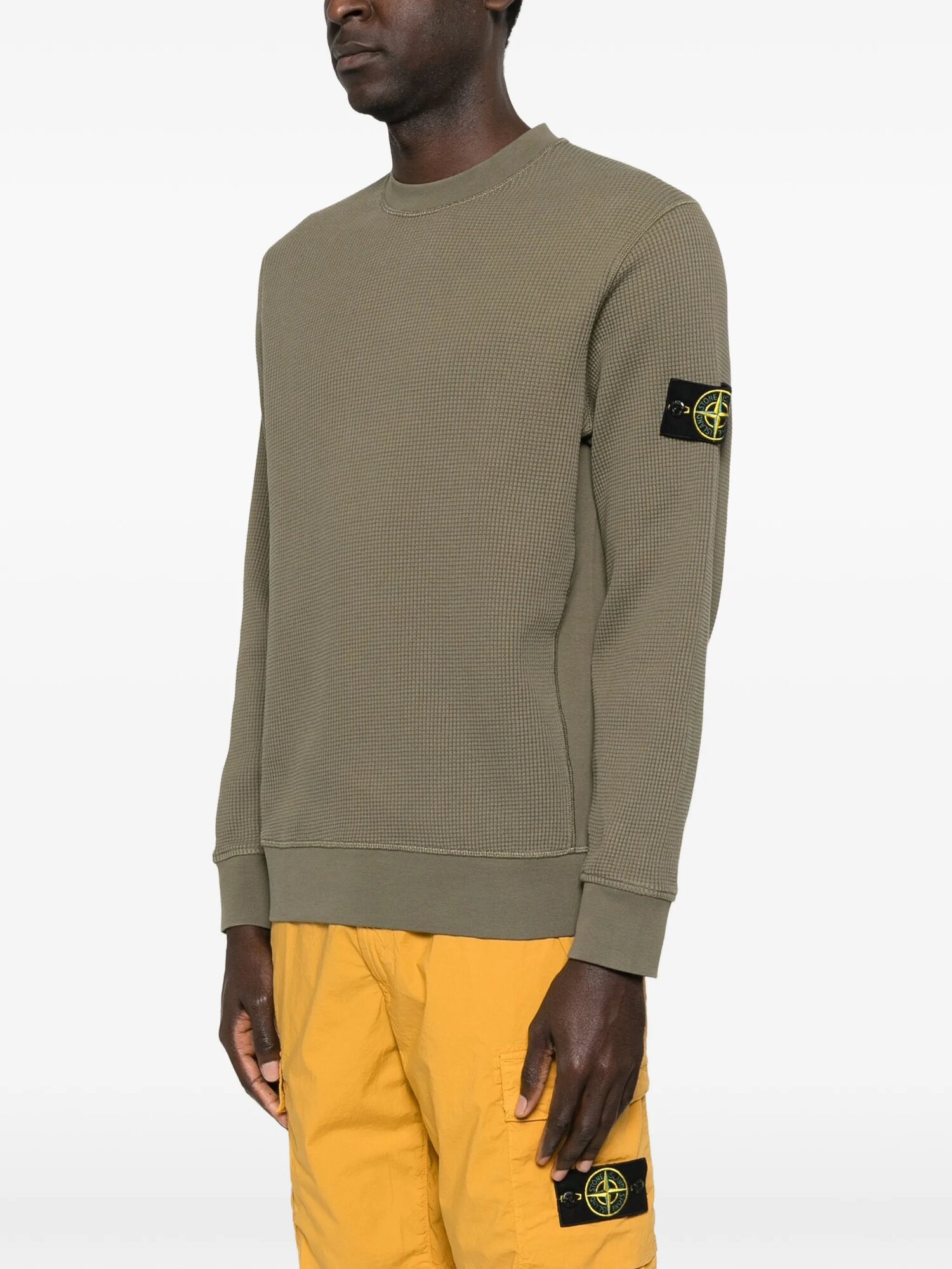Толстовка Stone Island Waffle-knit patch sweatshirt, размер XL, , green — фото 1