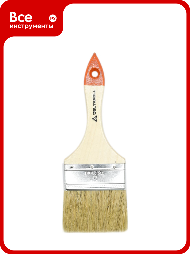 Плоская кисть DeltaRoll с деревянной ручкой, 75x10 мм 12675