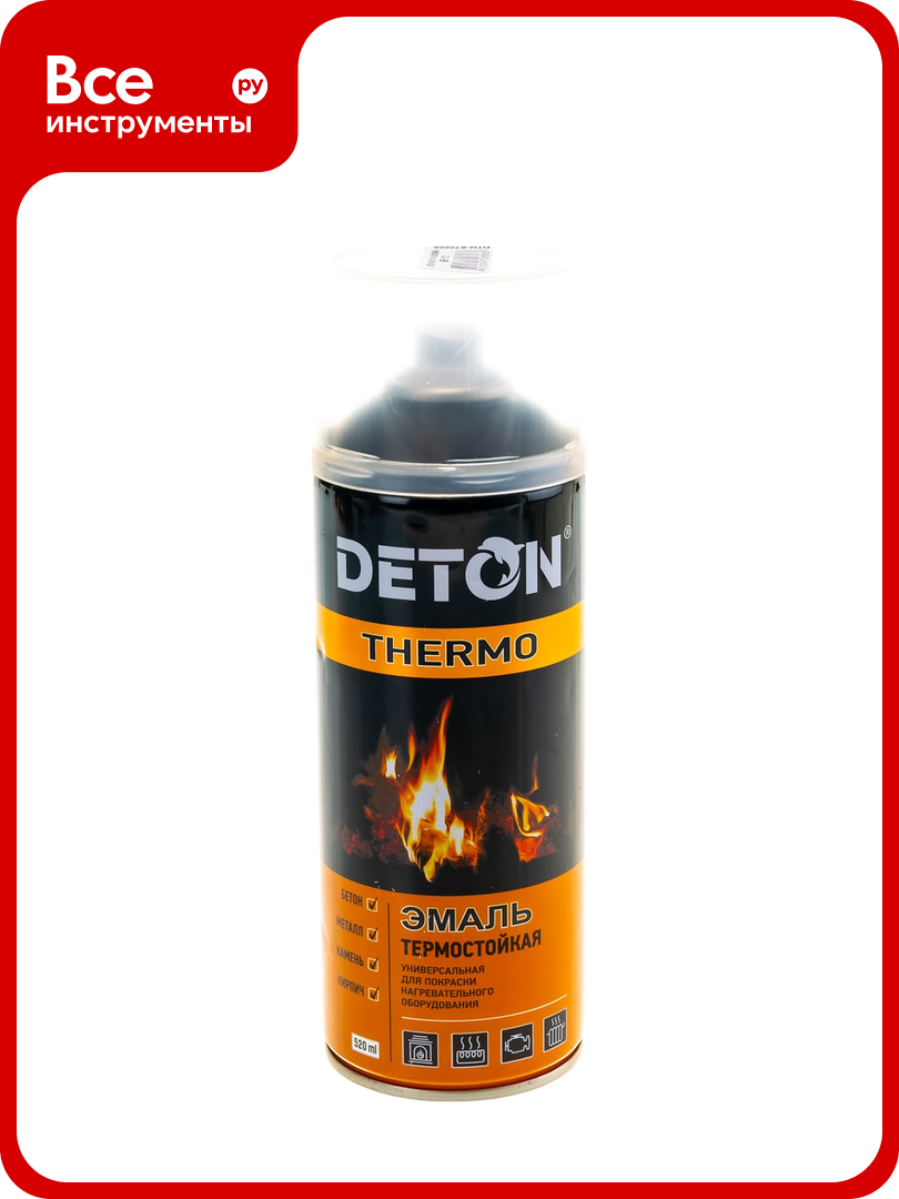 Аэрозольная эмаль Deton термостойкая черная THERMO 520 мл 126943 DTN-A70666