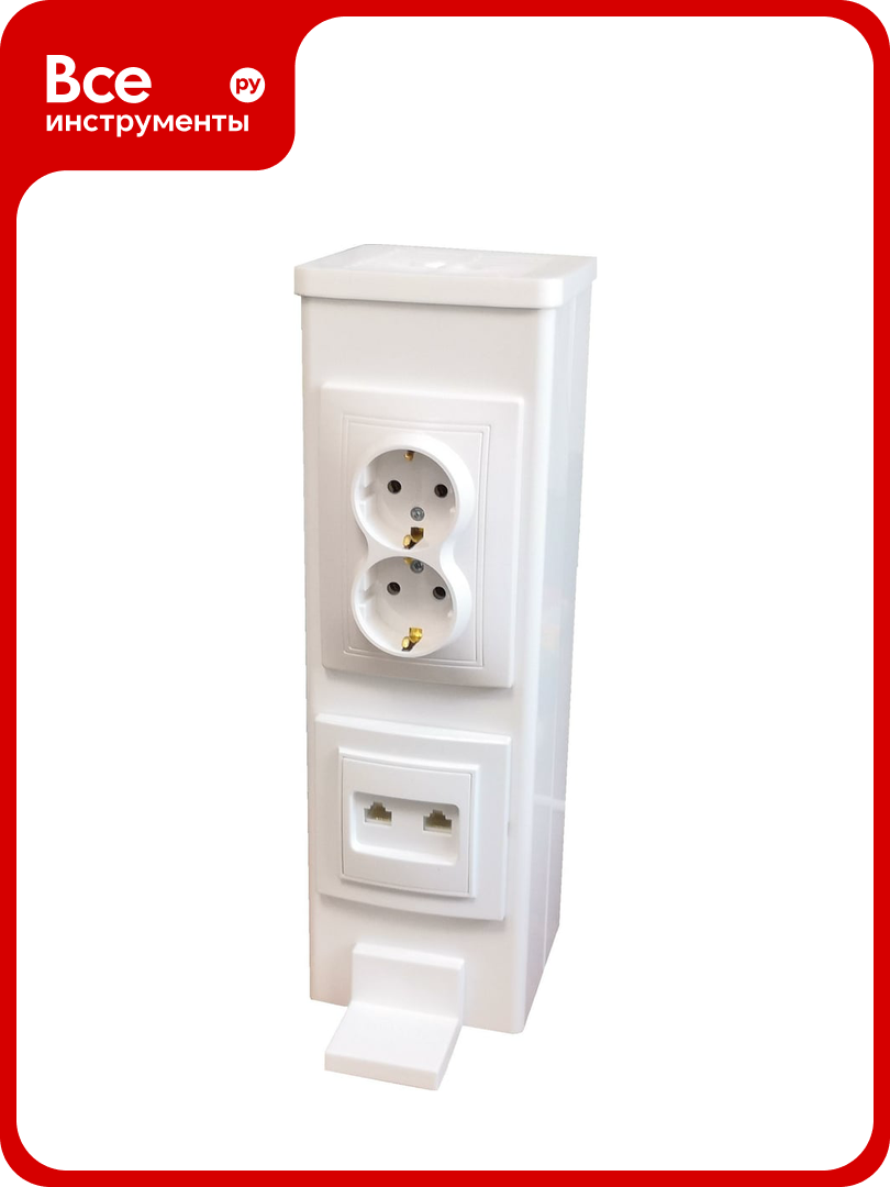 Электромонтажная алюминиевая колонна ООО ФЭА 1шт, двойная розетка, 1 шт. двойная компьютерная ЭК-33-2