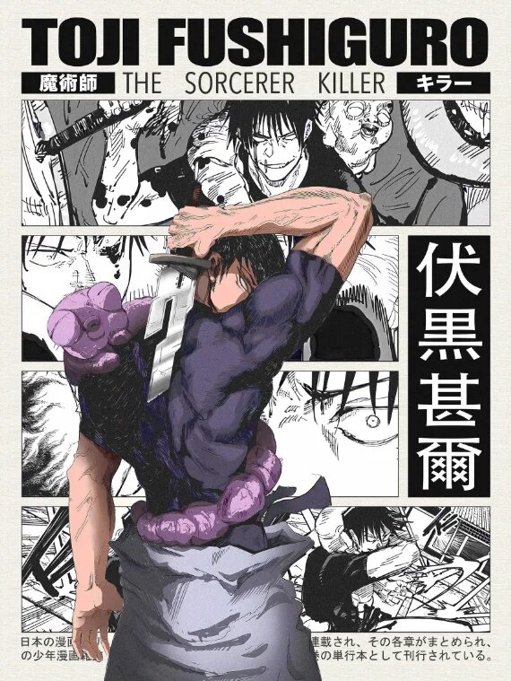 Ретро-постер Jujutsu Kaisen «Магическая битва» с аниме-персонажами Фиолетовый, 1, 20x30cm