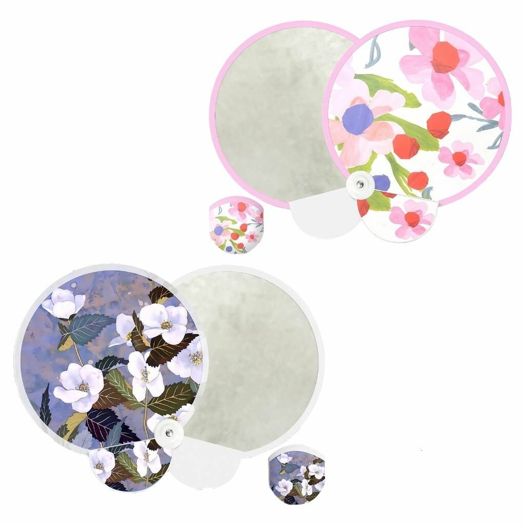 Складной круглый веер с цветочным принтом