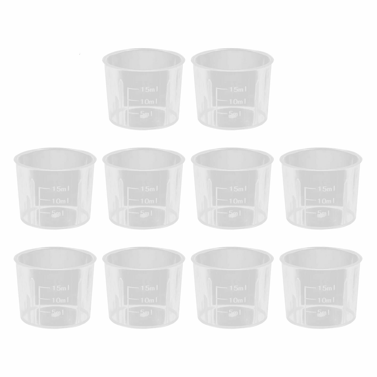 Прозрачные мерные стаканы со шкалой, 10 шт.