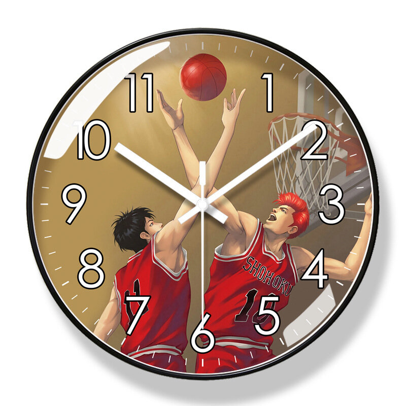 Горячая распродажа8062 Настенные часы для гостиной, часы Slam Dunk, бесшумные часы, настенные часы, современные бесшумные часы с длинным сроком службы батареи, кварцевые часы