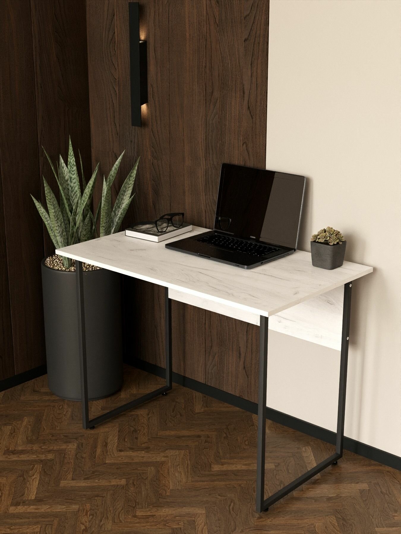 Стол письменный в стиле лофт для ноутбука крафт белый