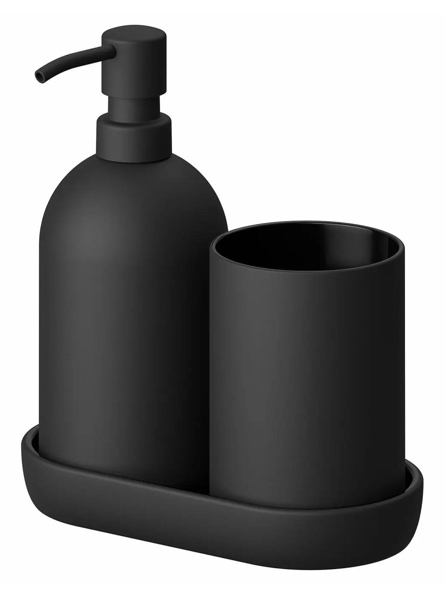 Набор для ванной из 3 предметов IKEA GANSJÖN, черный, диспенсер для мыла, стакан для зубных щеток, подставка