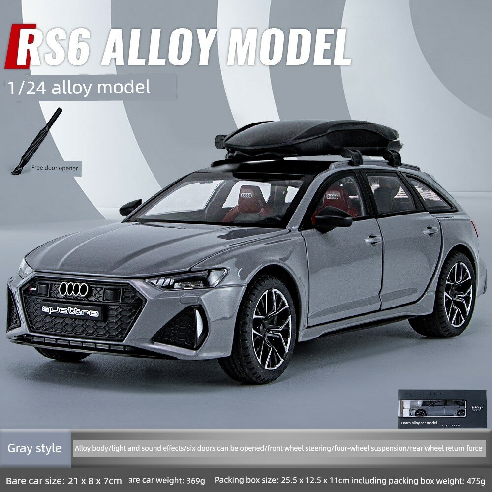 Темно-серая модель Audi RS7 из сплава, 1/32 масштаб, с рулевым подвесом и отсутствием возврата