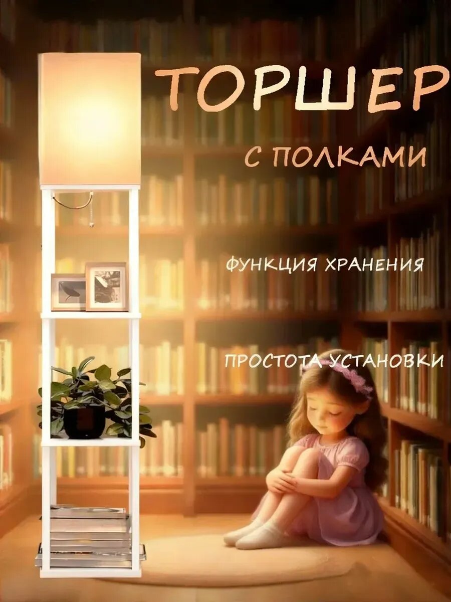 Торшер напольный современный с полками