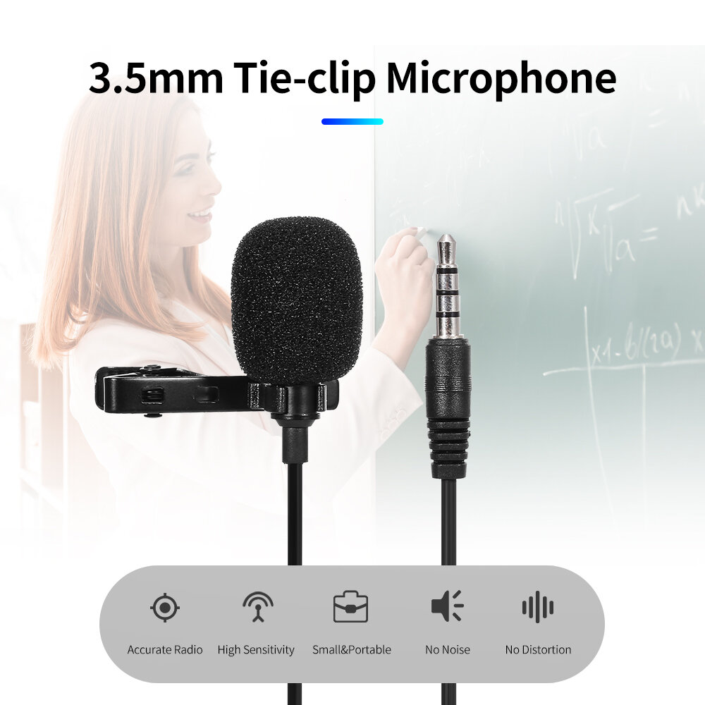 Микрофон мини, всенаправленный, 3.5 мм, с зажимом для галстука, с одним разъемом 3.5 мм, для ПК/телефона