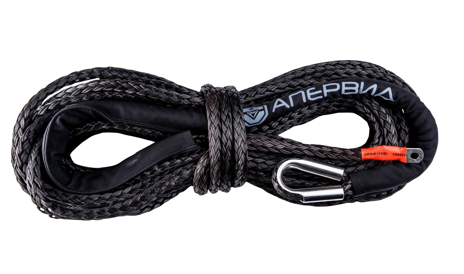 Трос для лебедки APERVID STANDARDBLACK из свмпэ, диаметр 10 мм, макс. разрывная нагрузка 89 кН, длина 28 м