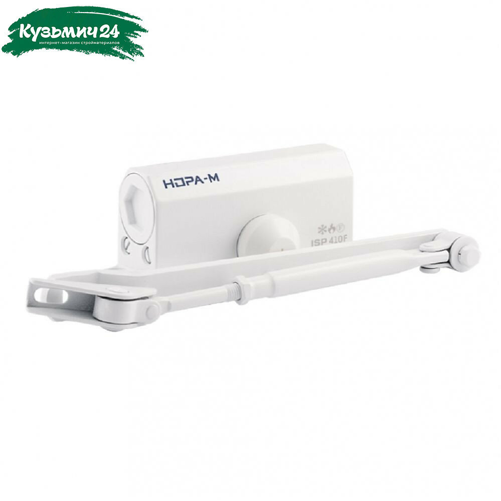 Доводчик дверной нора-м 410 F Isparus, с фиксацией, морозостойкий, от 15 до 60 кг, белый