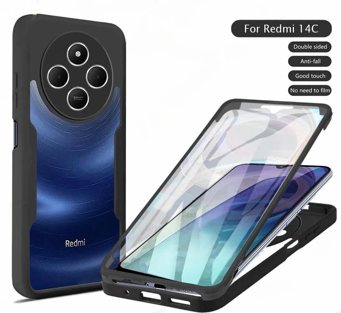 3-в-1 360 ° Защитная Пленка, Прозрачный Силиконовый Redmi A5 4G (171mm), Темно-синий, black