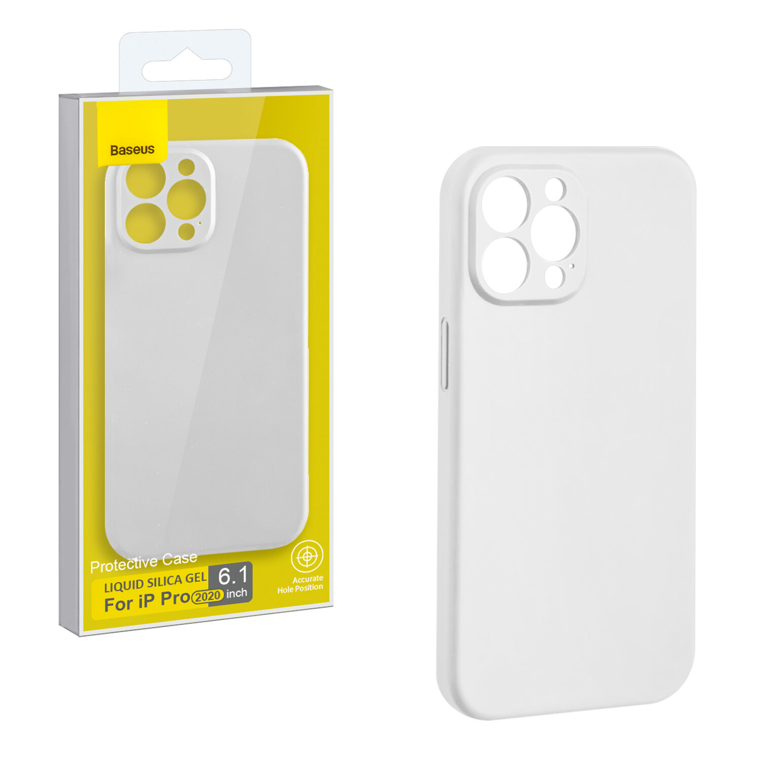 Чехол IPH 12 Pro (6.1) Baseus Silicone Case с защитой камеры White
