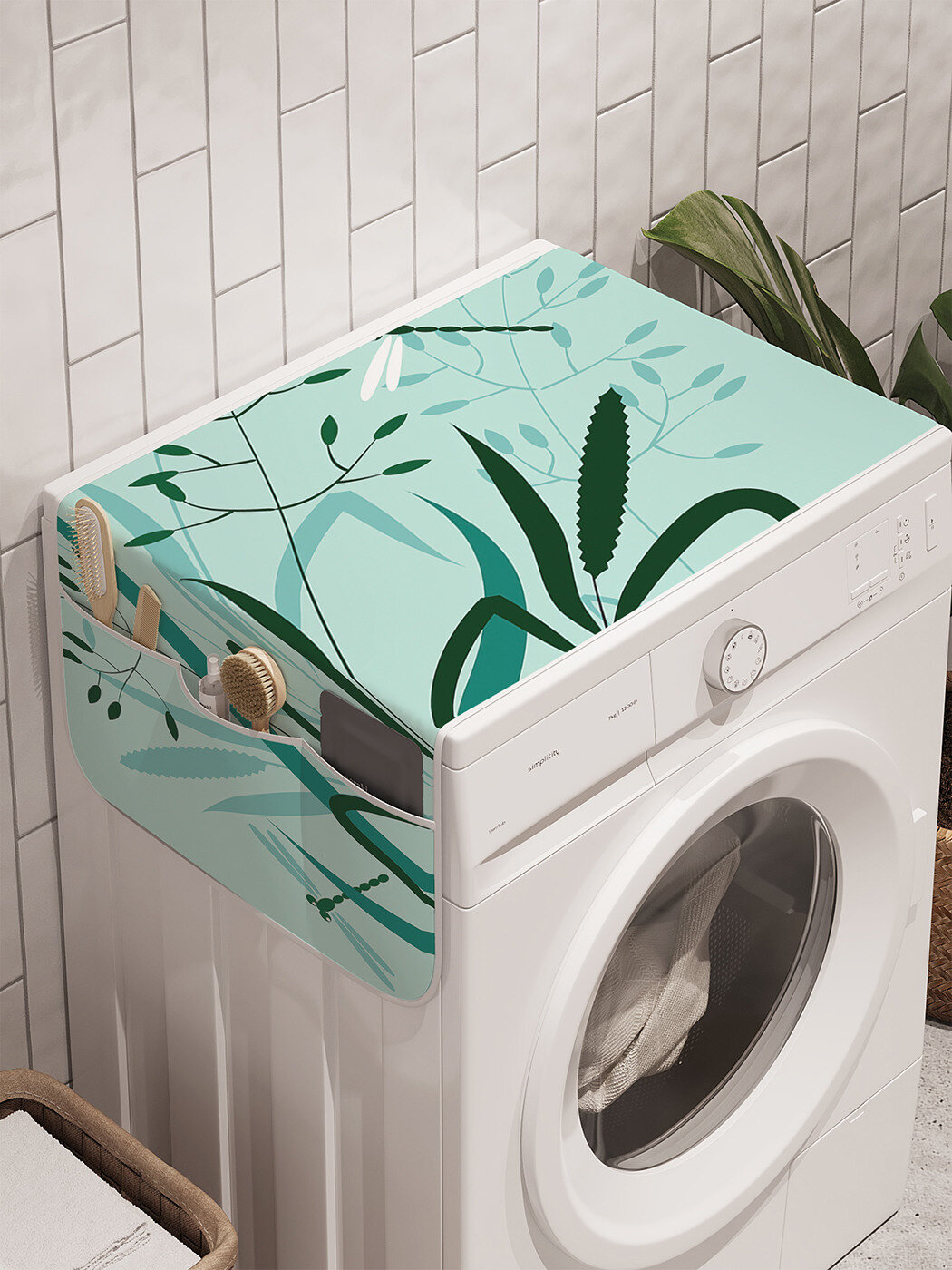 Чехол накидка на стиральную машину "Фантомное цветение", Ambesonne, 120x45 см