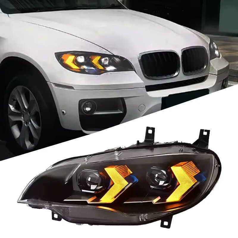Обновление автомобильных фар для BMW X6 E71, фара 2008-2013, передняя фара, светодиодные фары в сборе, линза передней лампы
