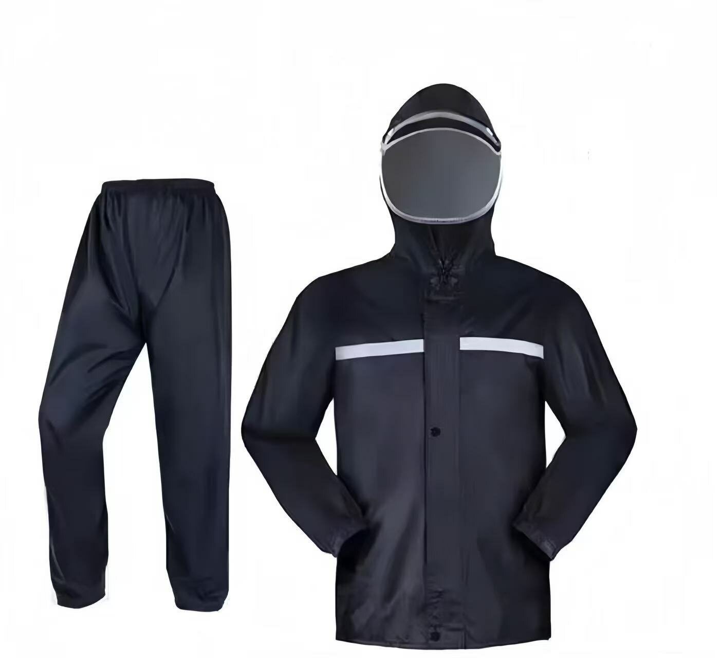 Дождевик и дождевые брюки для мужчин, двойной слой, утолщенные, взрослая двухкомпонентная черная серия, подходят для ежедневных поездок и общего использования, анти-беспорядки