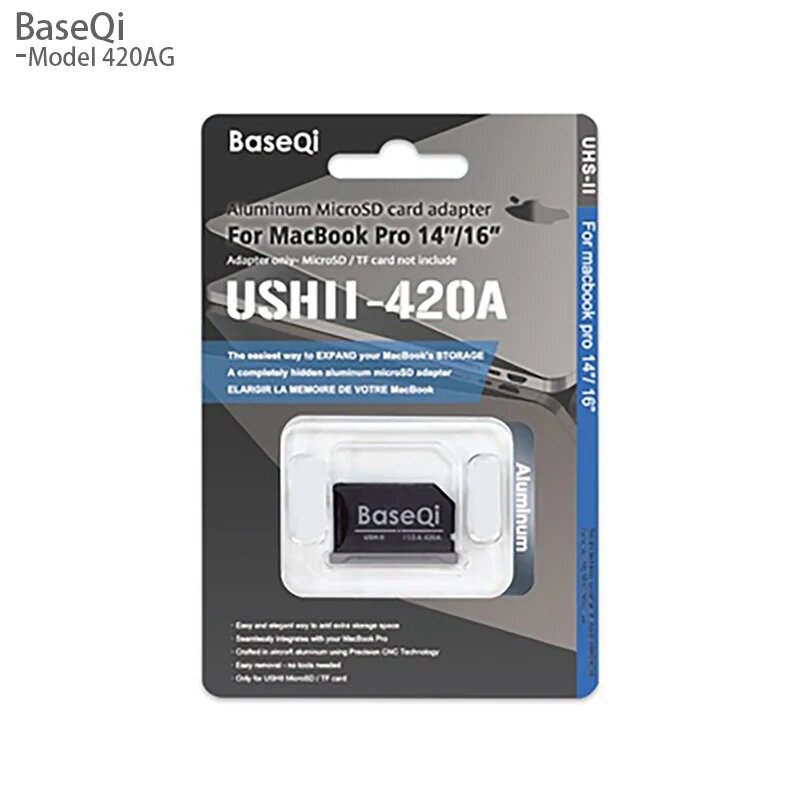 Адаптер microSD Baseqi 420AG серебристый для MacBook Pro 14/16"