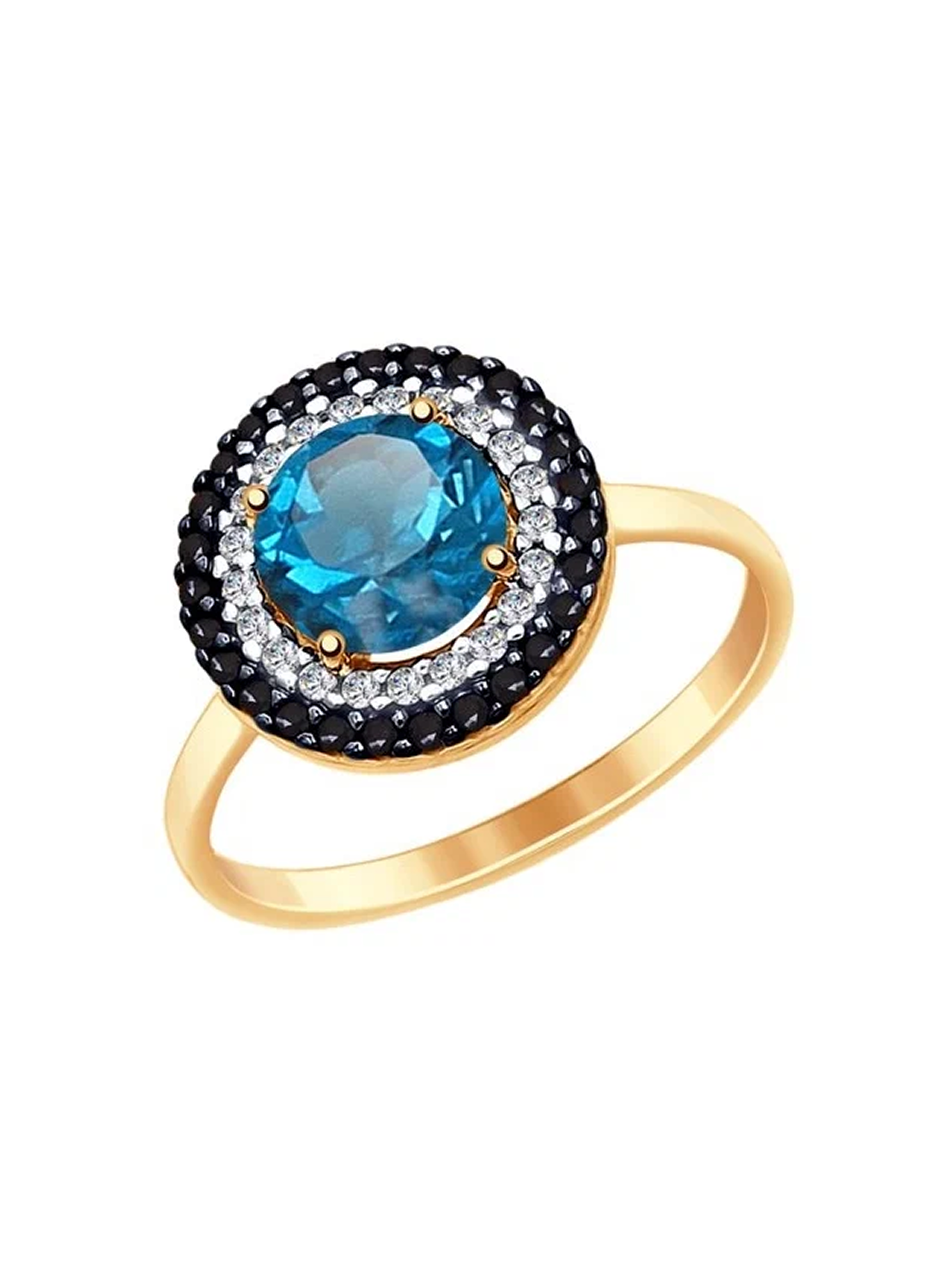 Кольцо, красное золото, 585 проба, родирование, Лондон топаз