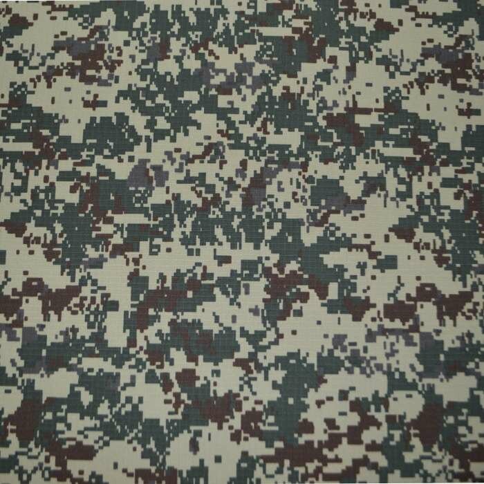Ткань для спецодежды Грета рип-стоп камуфляж зеленая цифра. Готовый отрез 3*1,5 м.