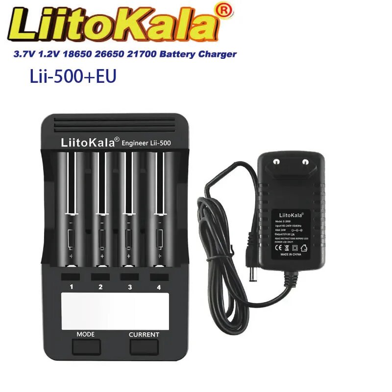 LiitoKala Lii-500+EU зарядное устройство для аккумуляторов 18650 26650 21700