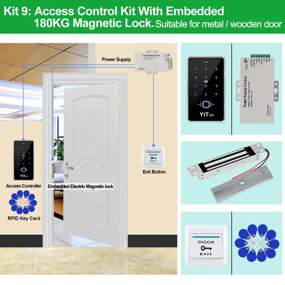 Электронный замок YiToo 180KG с RFID картой, Kit9