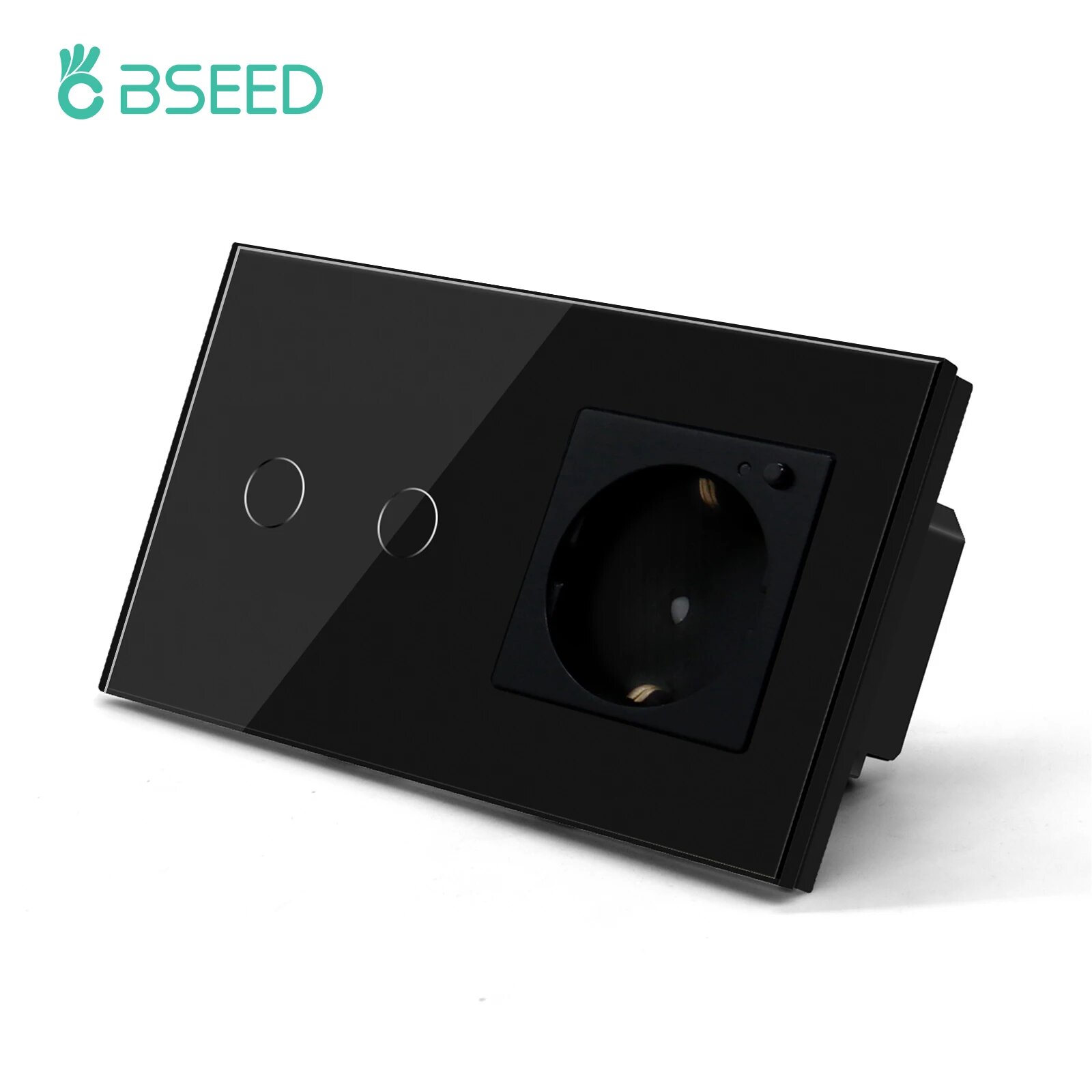 Сенсорный выключатель BSEED 1/2/3 клавиши стеклянный 2Gang Socket Black