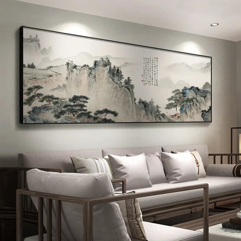 Картина китайский пейзаж 20x60см, цвет 04