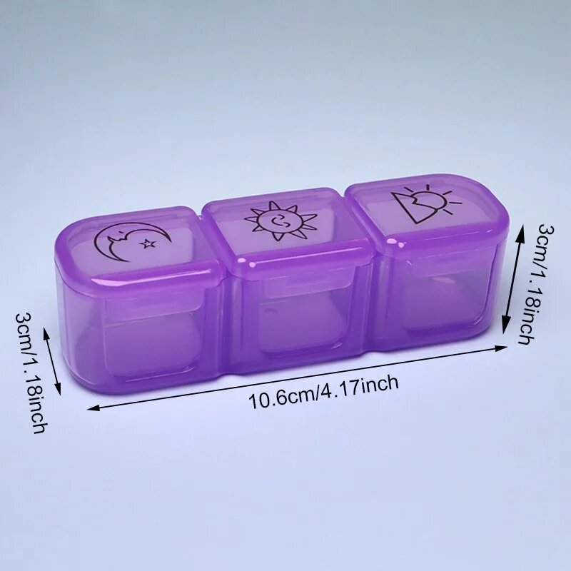 Пластиковый органайзер для таблеток Purple, 3 секции