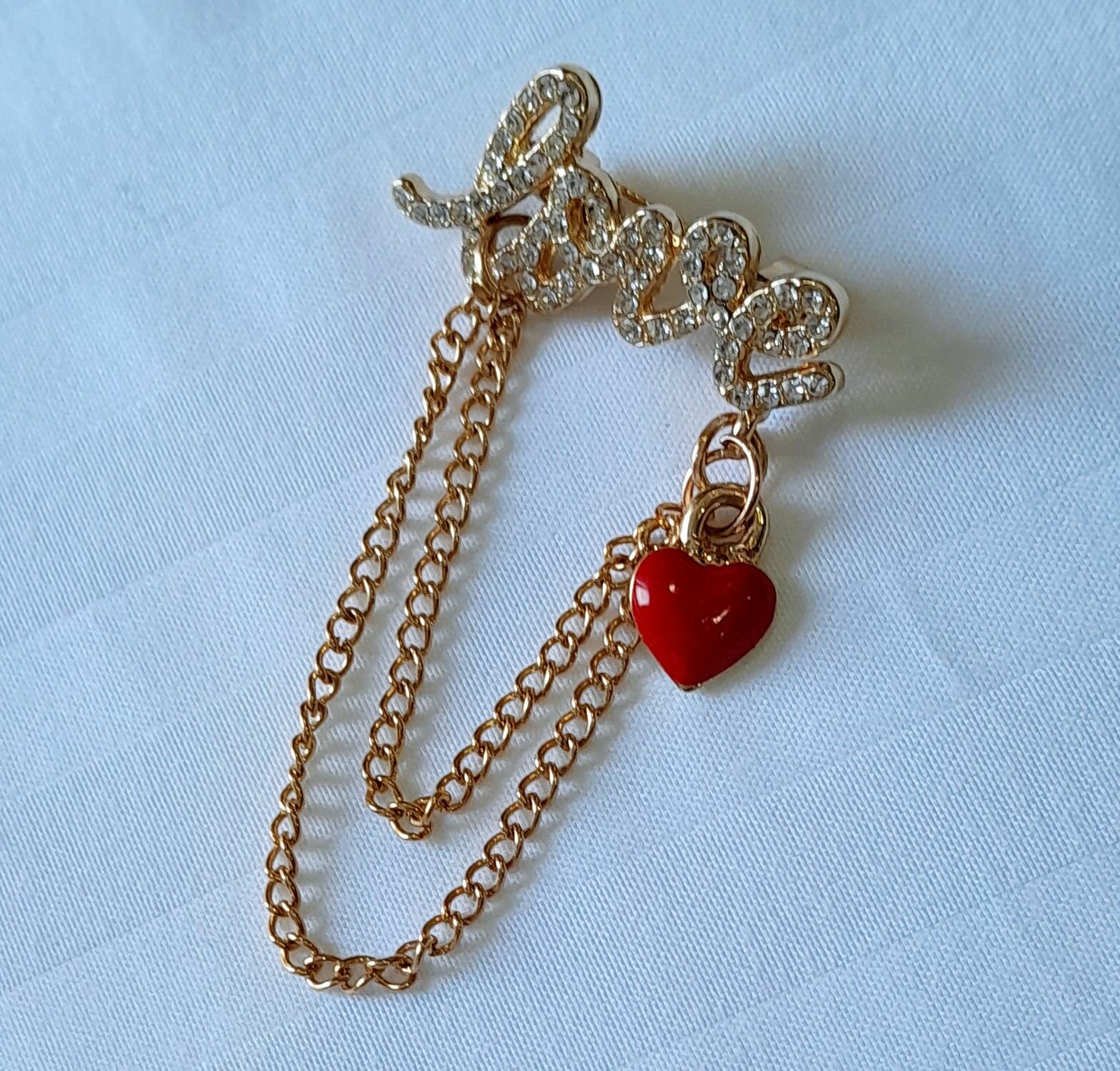 Брошь, металл, кристалл, стразы, искусственный камень, эмаль