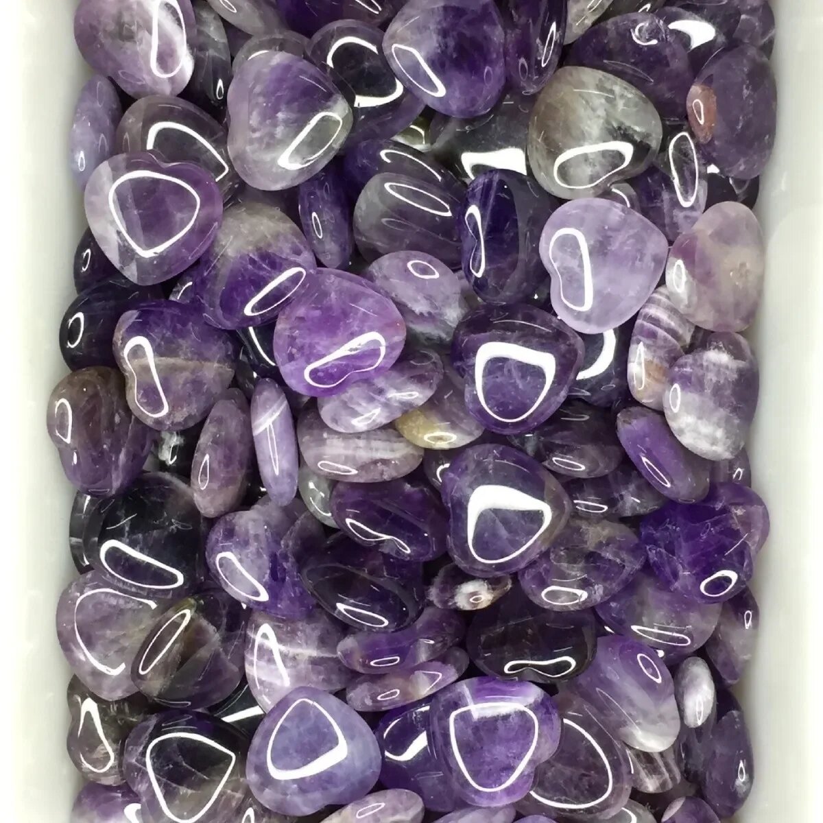 Натуральные аметистовые камни в форме сердца Фиолетовый, 30 pcs, Amethyst